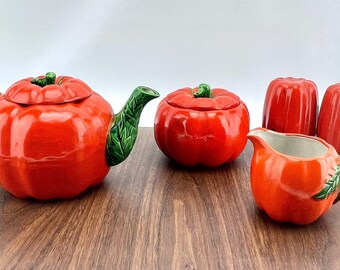 Vintage Tomato Tea Set - Etsy