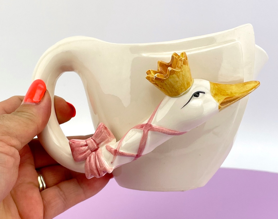 Vintage 80s Sigma Taste Setter Creamer, Crowned Princess Swan With Bow ...
