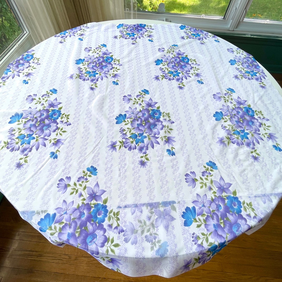 Vintage 80s Sheer Curtain, Purple Blue Bouquets, Romantic 1980s Floral ...