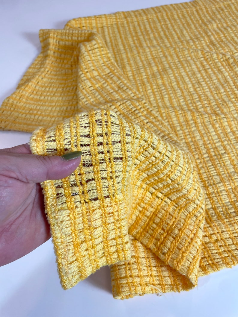 Vintage 70s Net Curtain, Short Single Panel, Yellow Mesh, Sheer Open ...