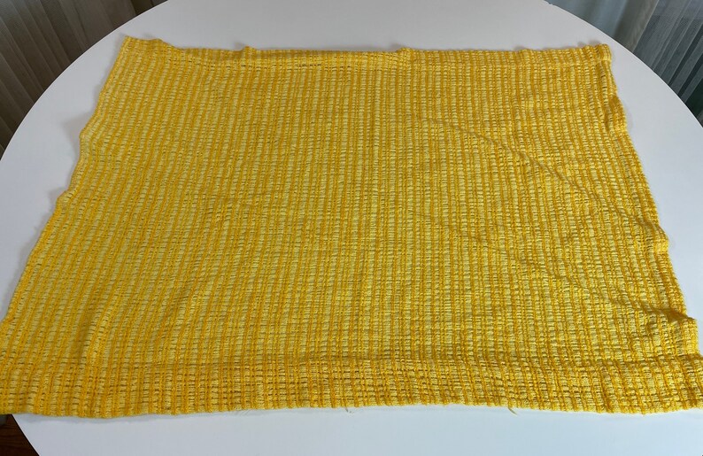 Vintage 70s Net Curtain, Short Single Panel, Yellow Mesh, Sheer Open ...