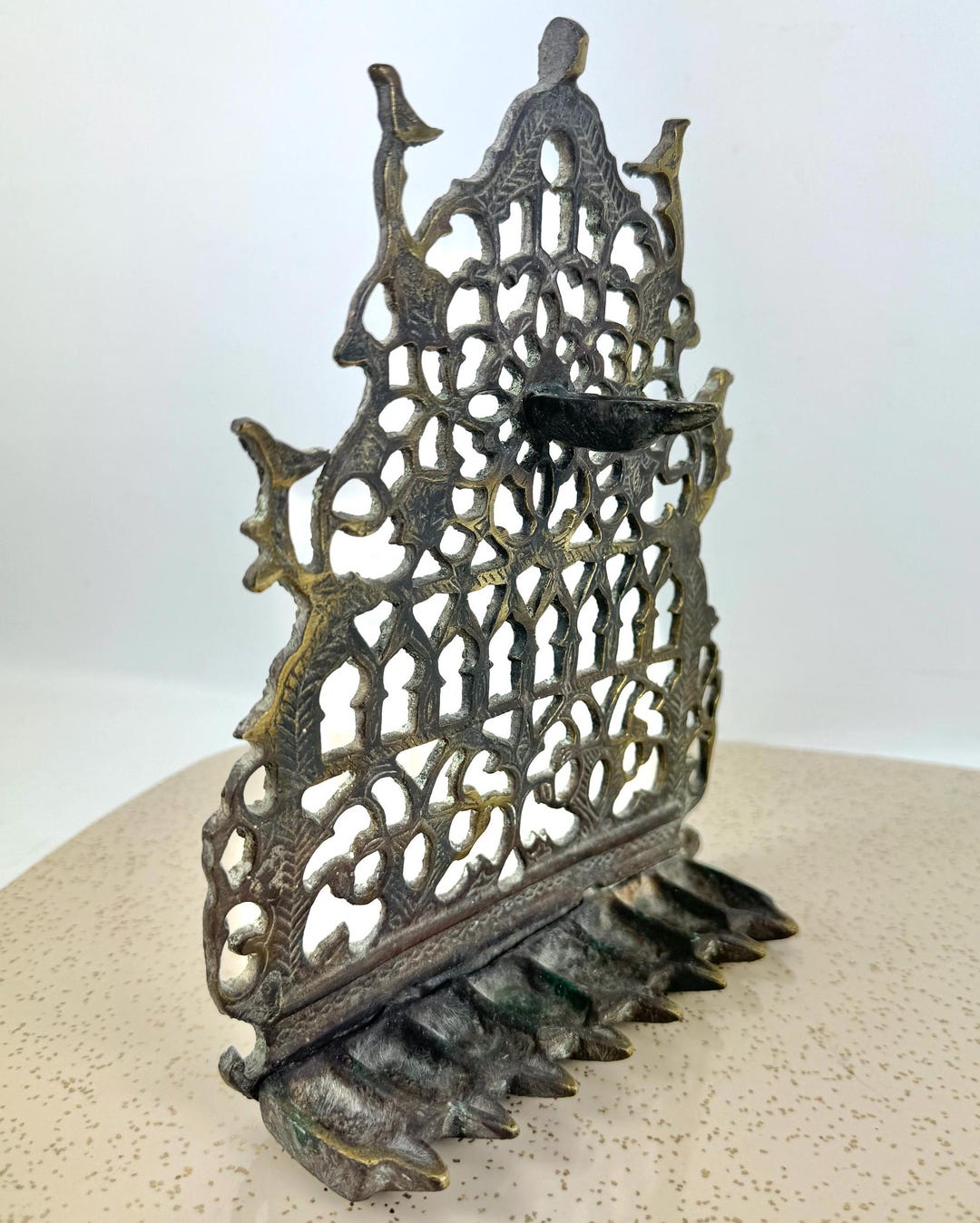 Antique Ornate Brass Menorah Judaica, Hanukkah Menorah, Hanging Oil ...