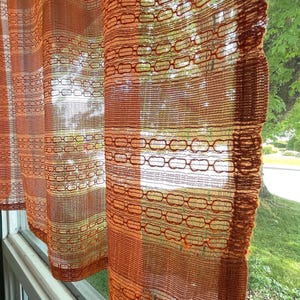 Vintage 70s Curtain, Net Woven Sheer Panel, Brown/rust, 1970s Rod ...