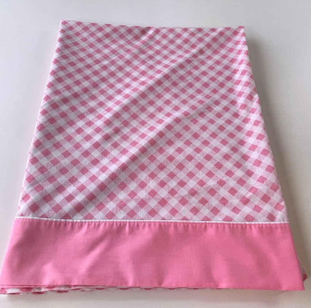 Vintage 70s Flat/top Sheet, Pink Checkered Bedsheet, Twin Size, 1970s ...