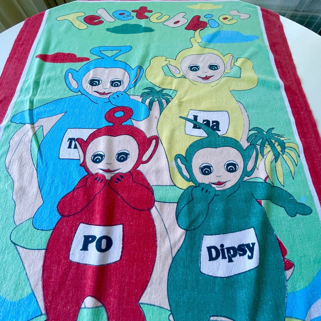 Vintage 90s Teletubbies Beach Towel, Terry Cloth, Tinky Winky, Dipsy ...