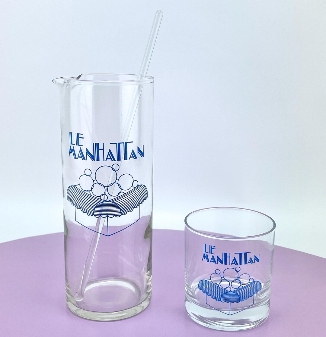 Vintage 80s Manhattan Mixer Set, Drink Mixer, Glass Mixer, Stir Stick ...