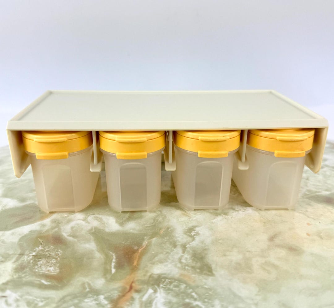 Vintage 1980s Tupperware Spice Shakers, Set of 4 Yellow Tupperware With ...