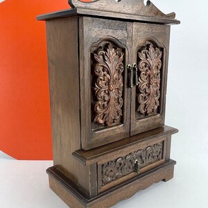 Vintage 70s Musical Jewelry Box, 4 Containers Wooden Jewelry Organizer ...