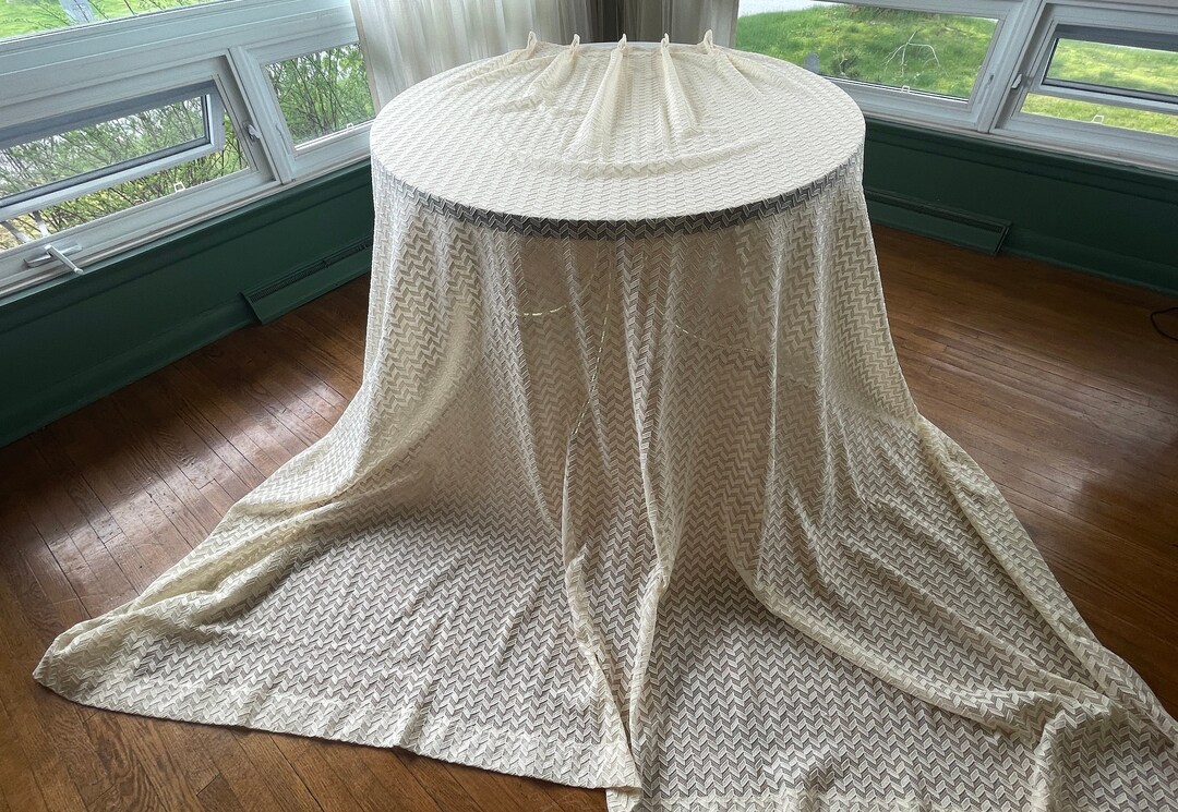 Vintage 80s Pleated Curtain, Herringbone Cream/almond Colored, 1980s ...