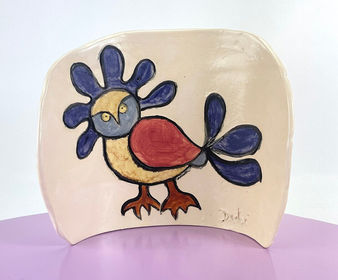 Vintage Bird Hand Painted Artwork, Ceramic Fine Art, Signed Folk Art ...