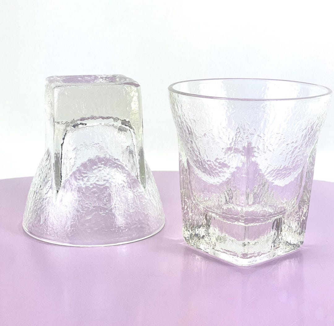 Vintage Libbey Glass Tumblers, Pair of St. Regis Ice Cube Pattern Cocktail Tumblers, Bark ...