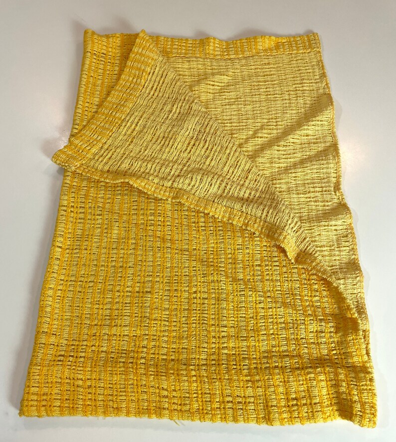 Vintage 70s Net Curtain, Short Single Panel, Yellow Mesh, Sheer Open ...