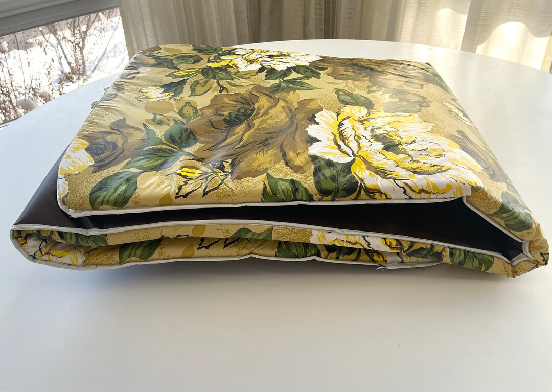 Vintage 70s Vinyl Lounge Chair Cushion, Replacement Green and Yellow ...