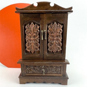 Vintage 70s Musical Jewelry Box, 4 Containers Wooden Jewelry Organizer ...