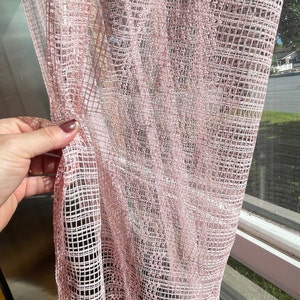 Vintage 1980s Pink Curtain, Sheer Mesh Net Panel, Small Window, Kitchen ...