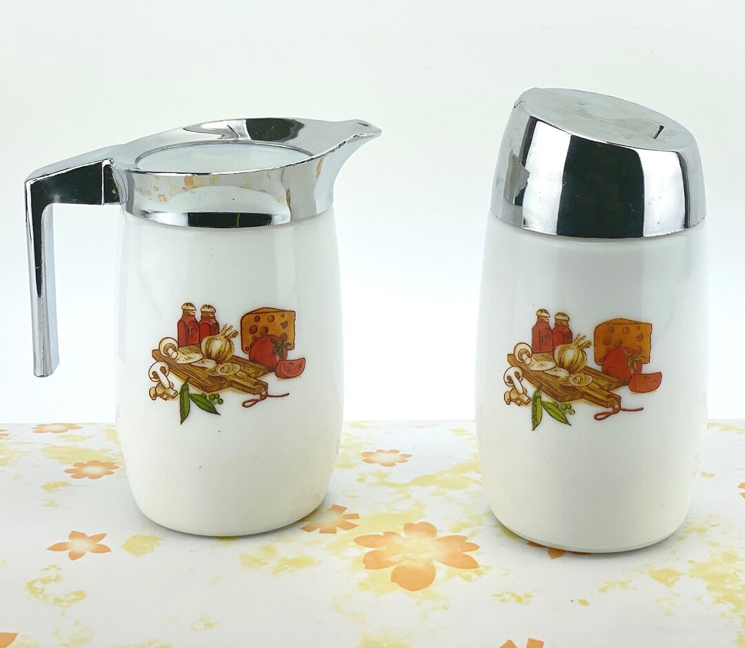Vintage Large 70s Van Pak Sugar and Creamer Set, Orange Brown Veggies ...