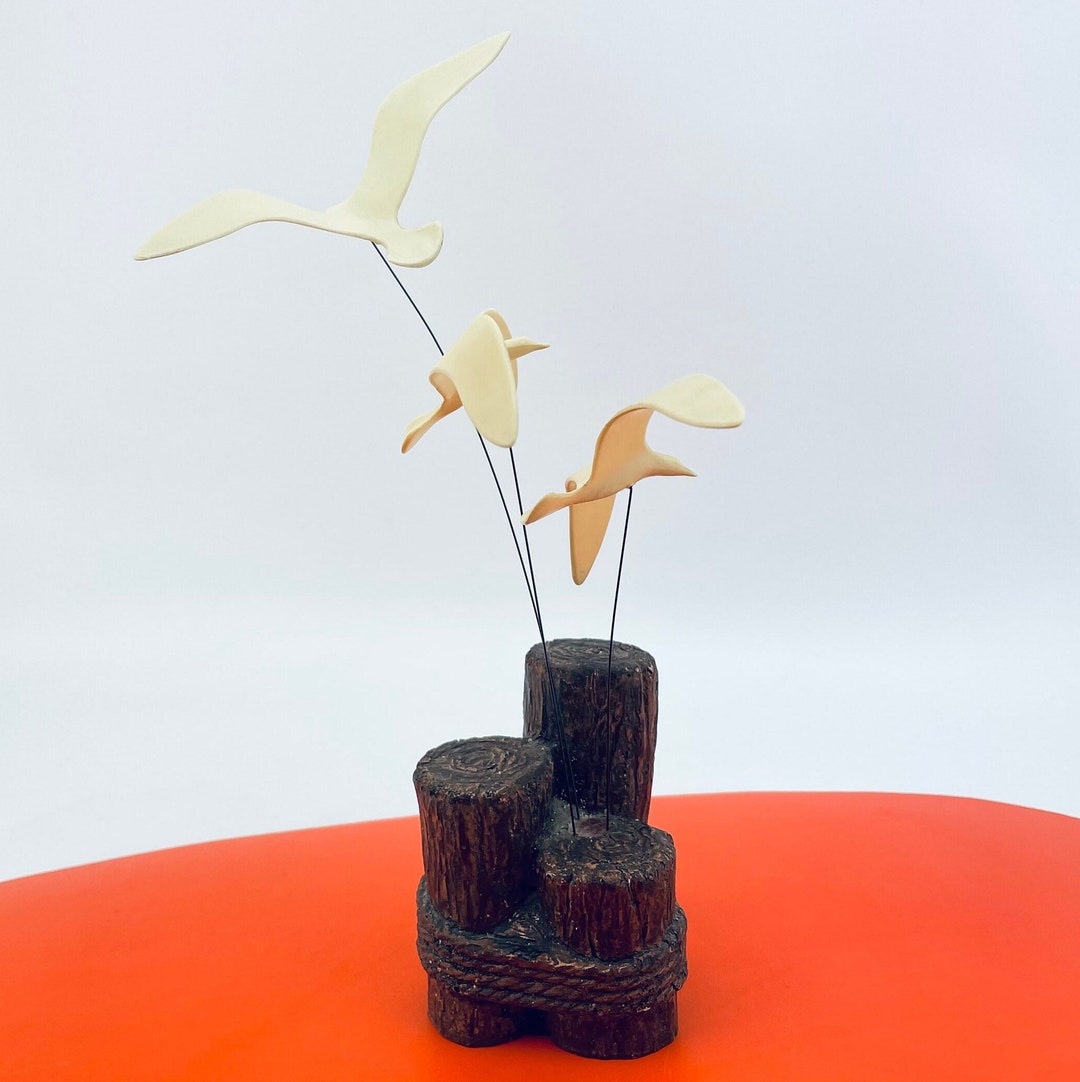 Vintage 1980s Kinetic Birds, Moving Plastic Seagulls, Nautical, Beach ...