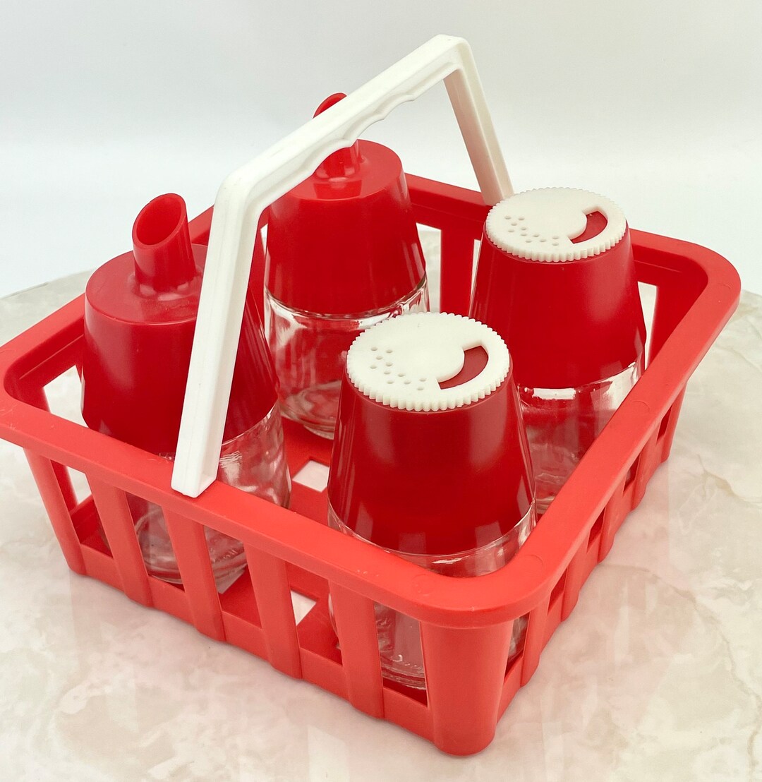 Vintage 1980s Condiment Caddy, Picnic Condiment Dispensers, Plastic and ...