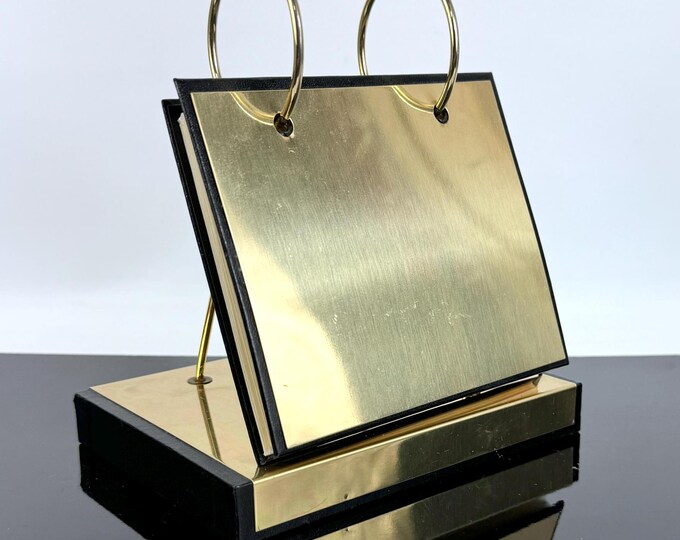 Vintage 80s Desktop Photo Album, Brass Flip Album Stand, 1980s Office ...