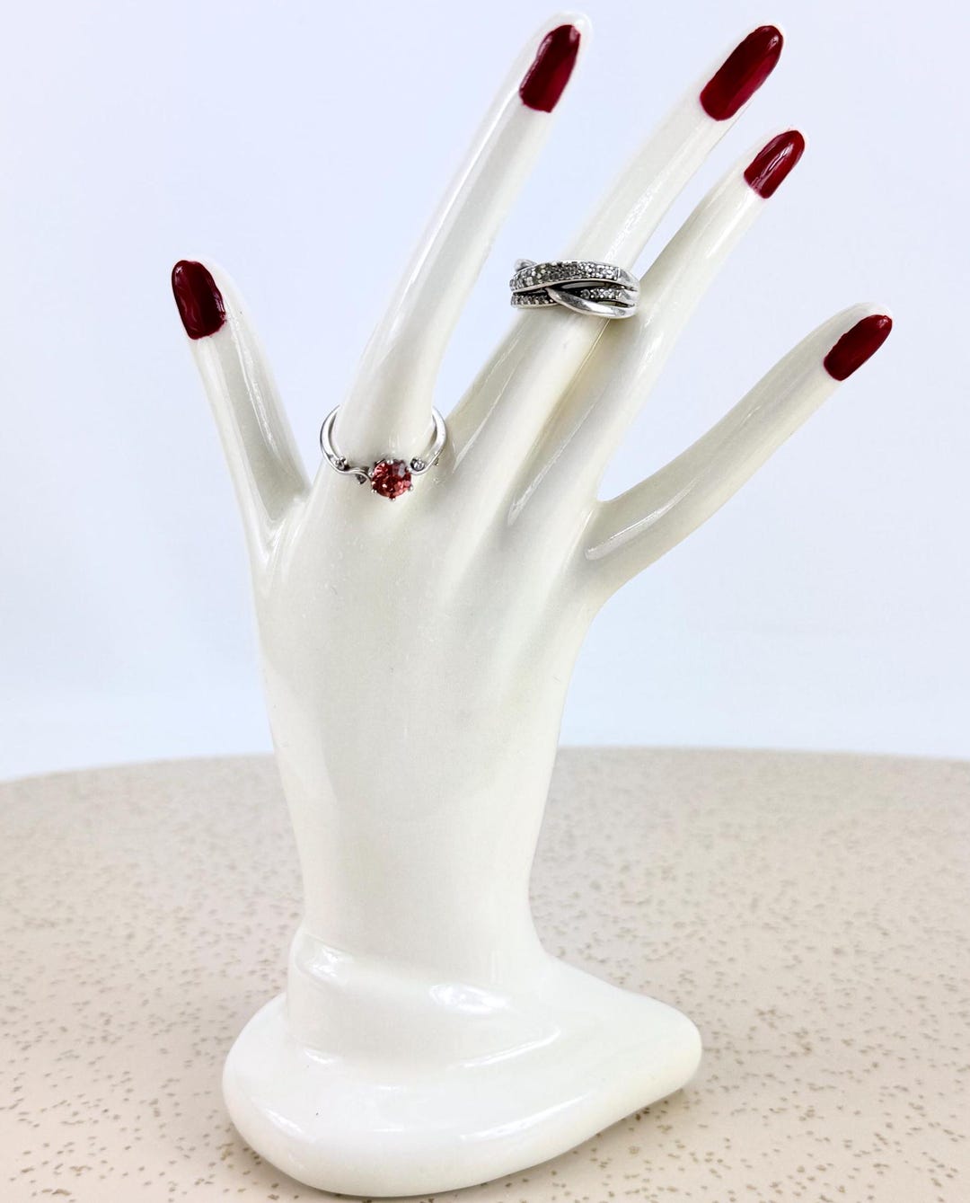 Vintage 80s Ceramic Hand, Jewelry Display, Hand Painted Ring Holder ...