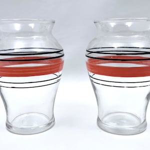 Vintage Drinking Glass, Water / Juice Glasses, Striped Pattern in Pink ...