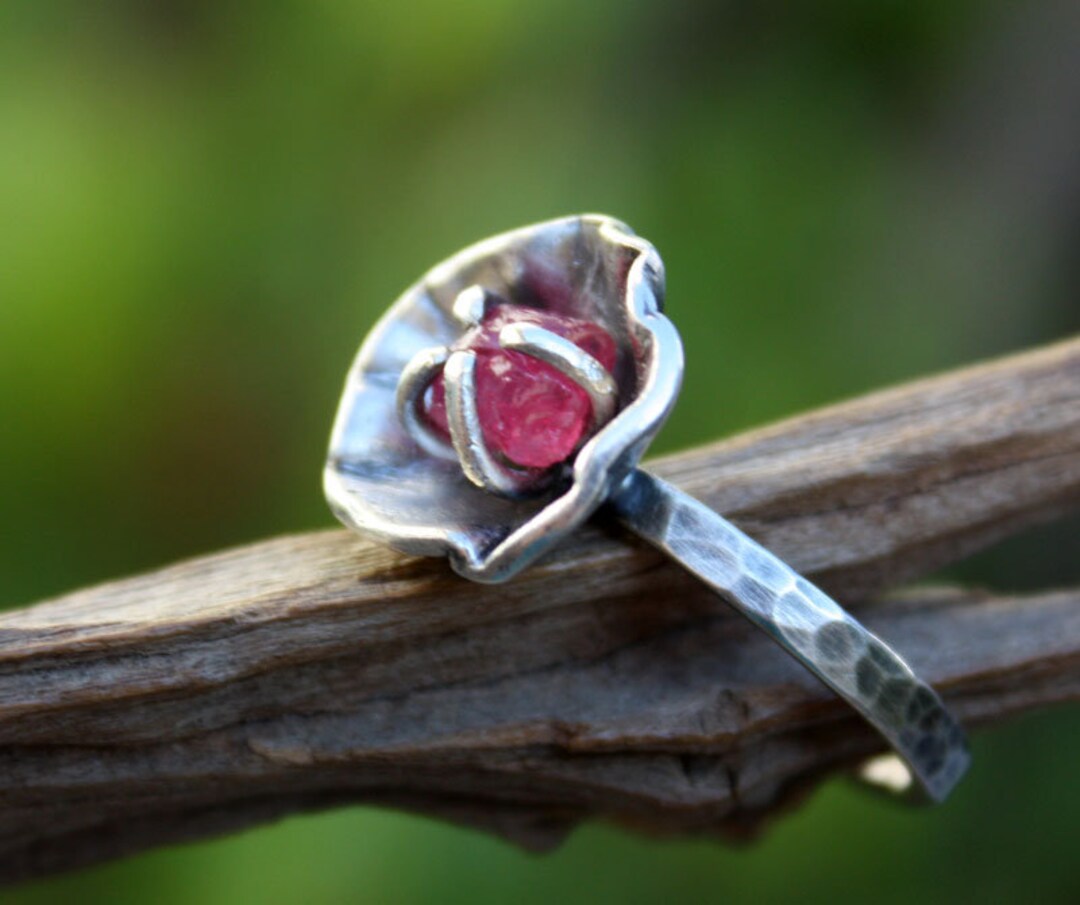 Rough Ruby Gemstone Ring,sterling Silver,raw Uncut Gemstone,handmade ...