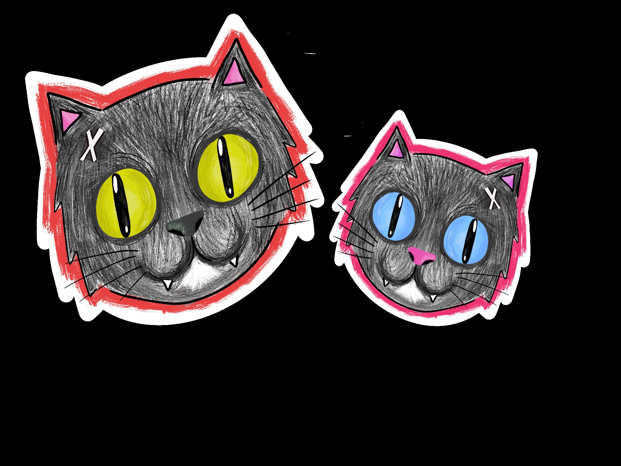 SCRATCH CATS Waterproof Glossy Vinyl Sticker Set | Etsy