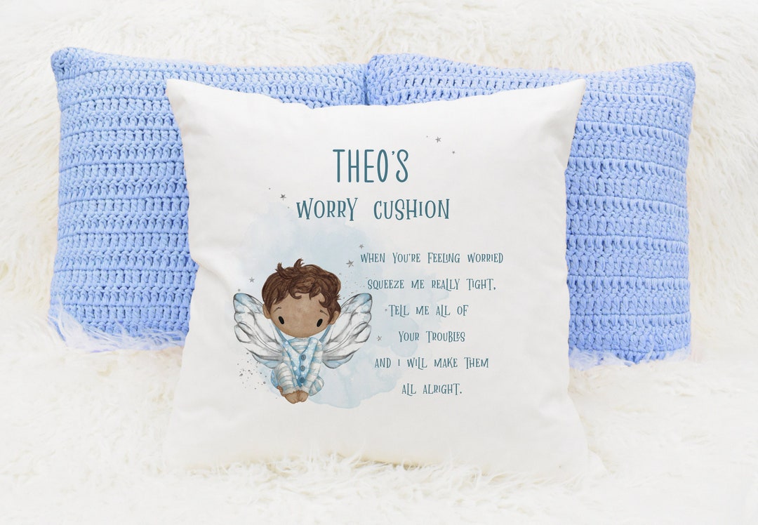 Personalised Worry Cushion, Fairy Pillow, Blue Fairy, Hug Pillow ...
