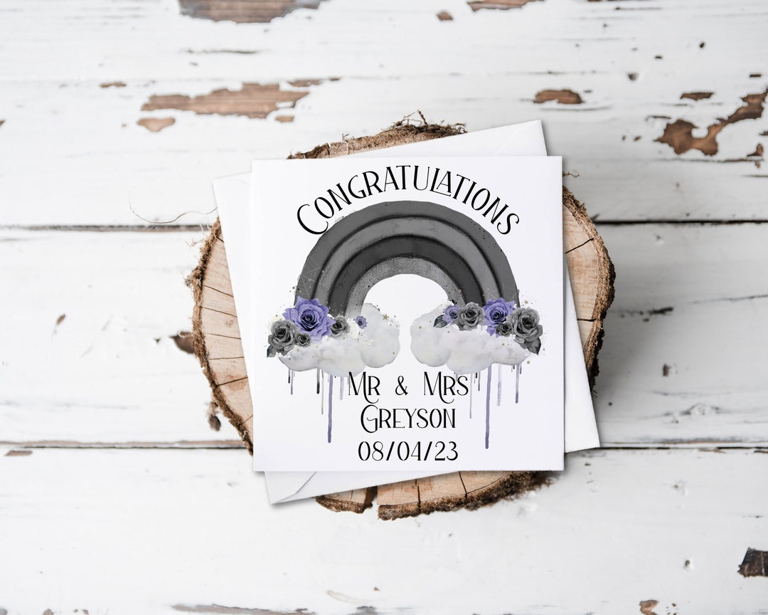 Gothic, Personalised Congratulations Card, Black Rainbow, Card for ...