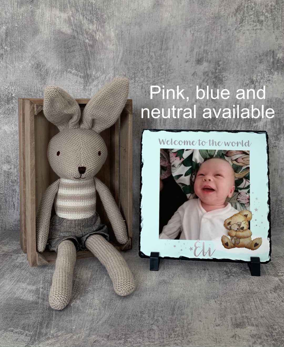 New Baby Slate. A Beautiful Photo Keepsake With a Teddy Design - Etsy