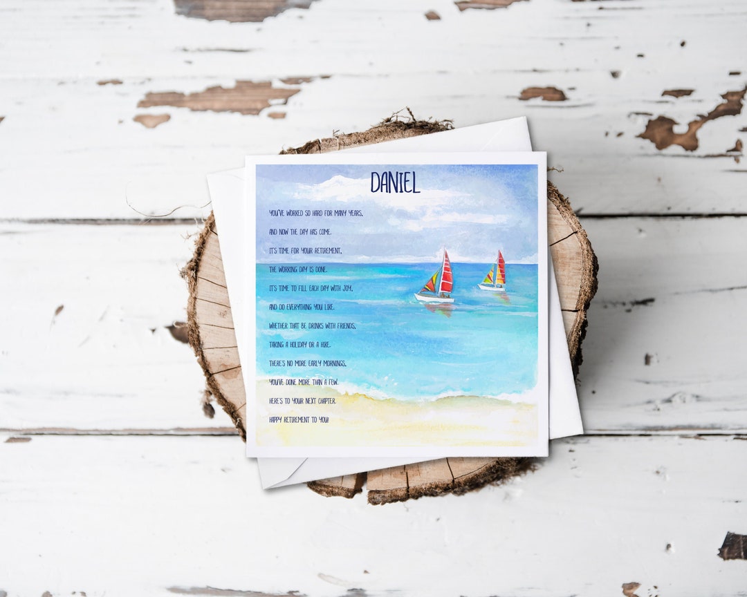 Personalised Beach & Boat Retirement Card With Poem - Etsy UK