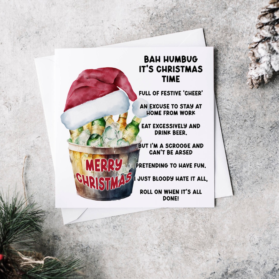 Bah Humbug Christmas Card, Beer Card, Card With Poem. - Etsy