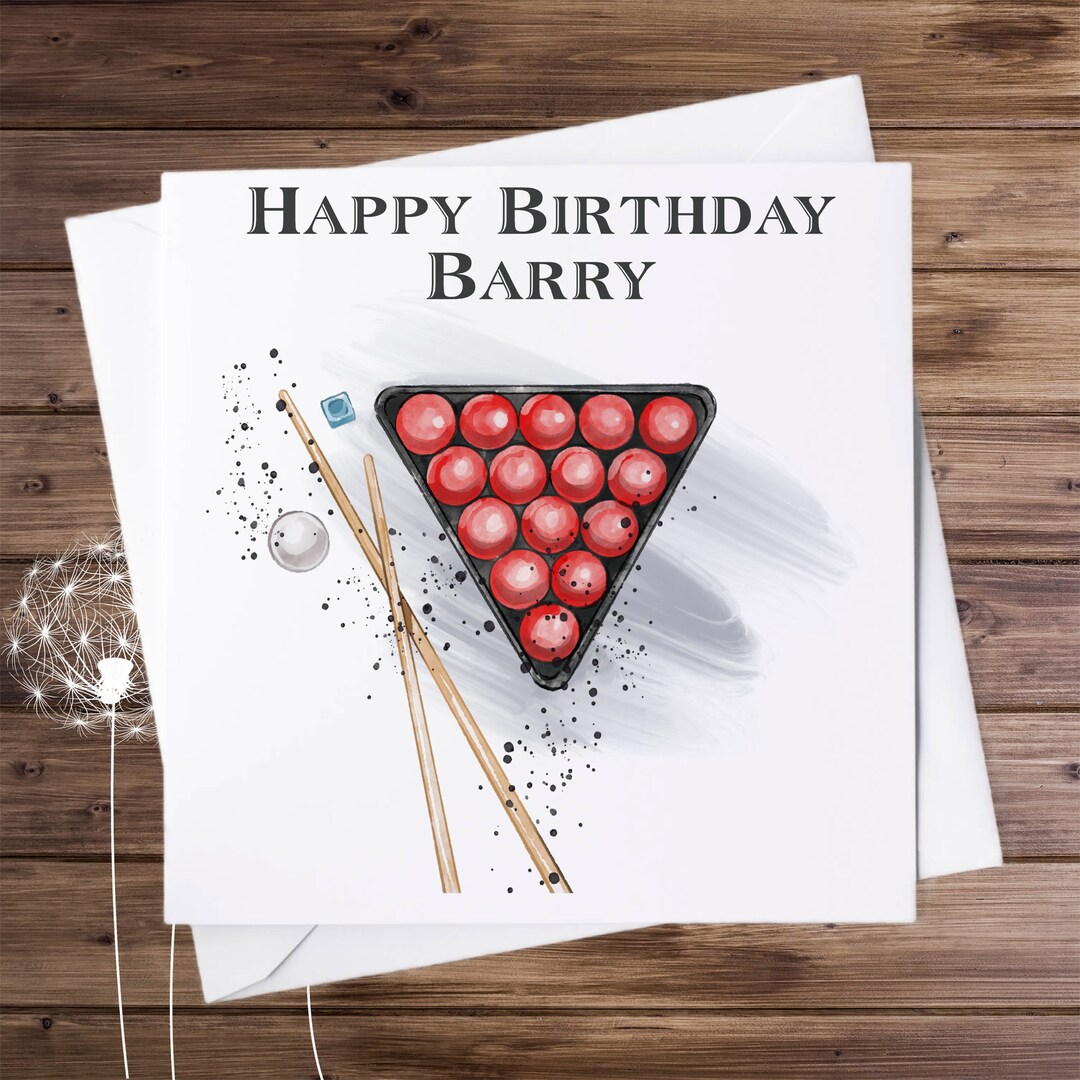 Snooker Birthday Card, Personalised Card, Card for Him, Snooker Player ...