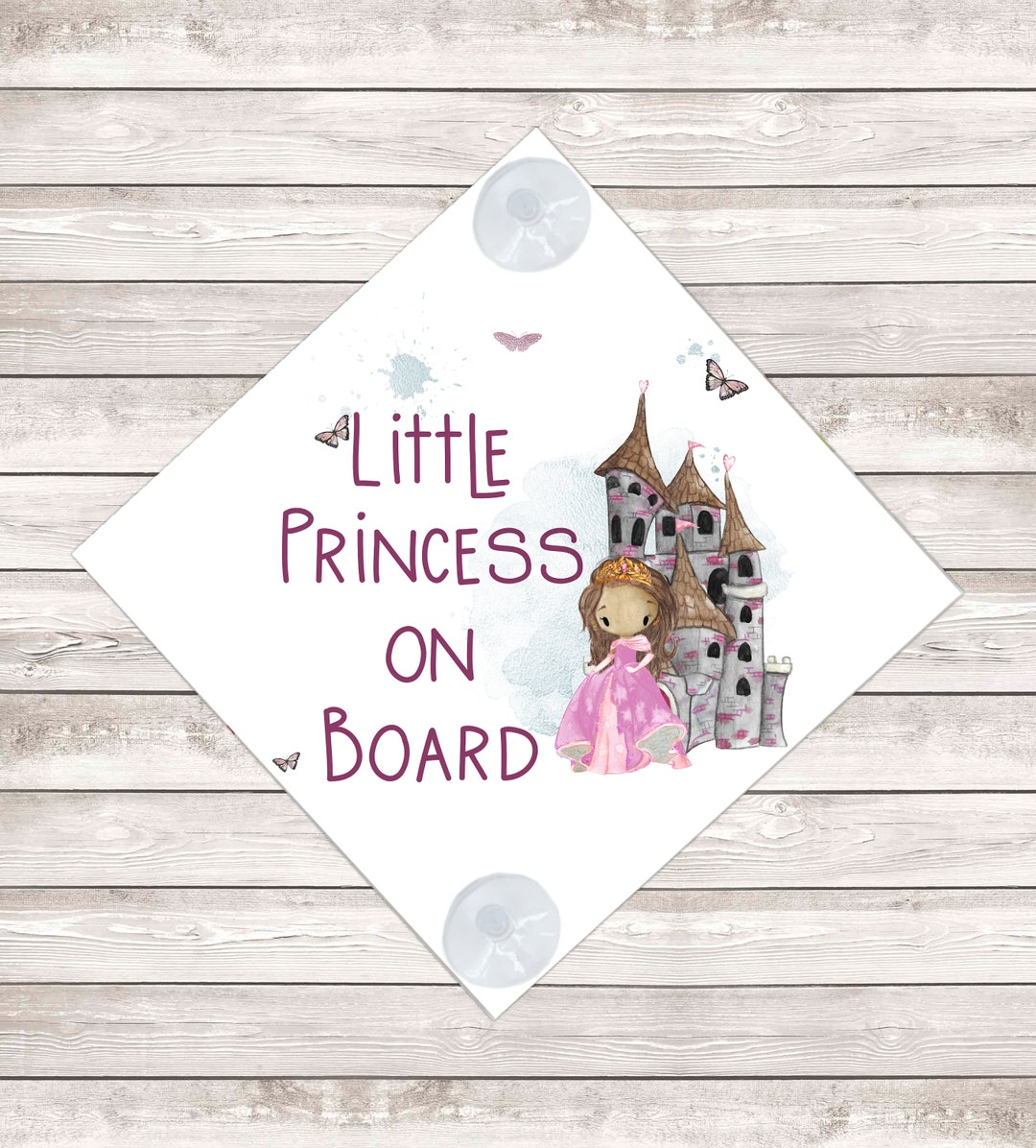 Little Princess Baby on Board Sign. Aluminium Window Sign With Suction ...