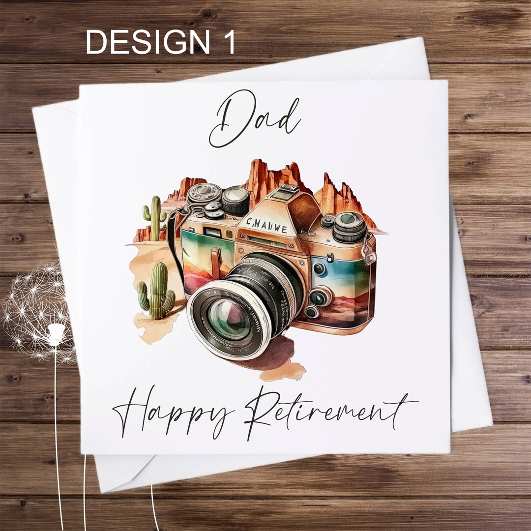 Personalised Retirement Card, Camera and Travelling, Five Designs - Etsy