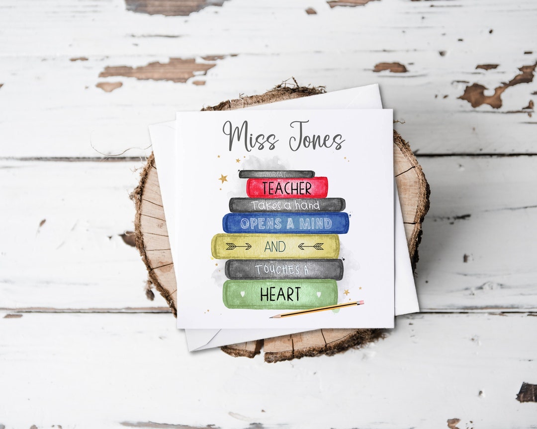 Personalised Teacher Card, Book Card, End of Term Card - Etsy