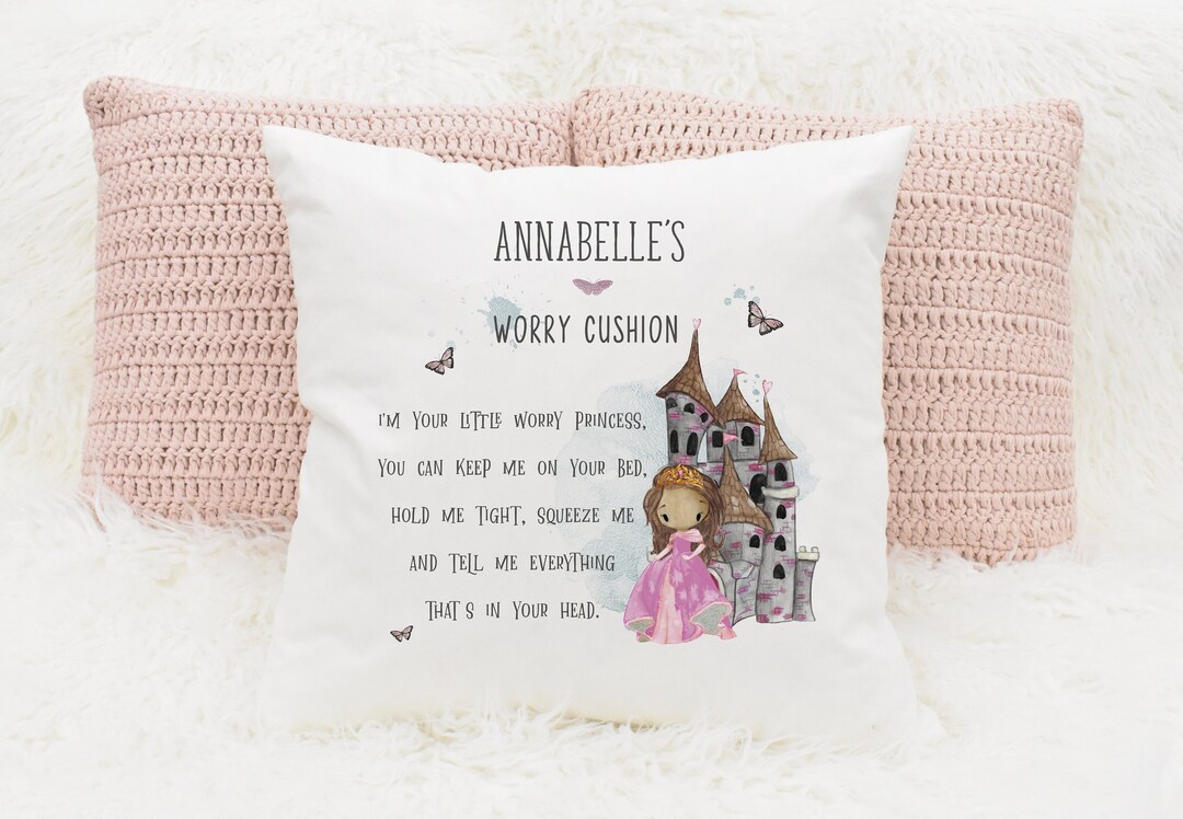 Personalised Worry Cushion, Princess Pillow, Anxiety Gift, Gift for ...