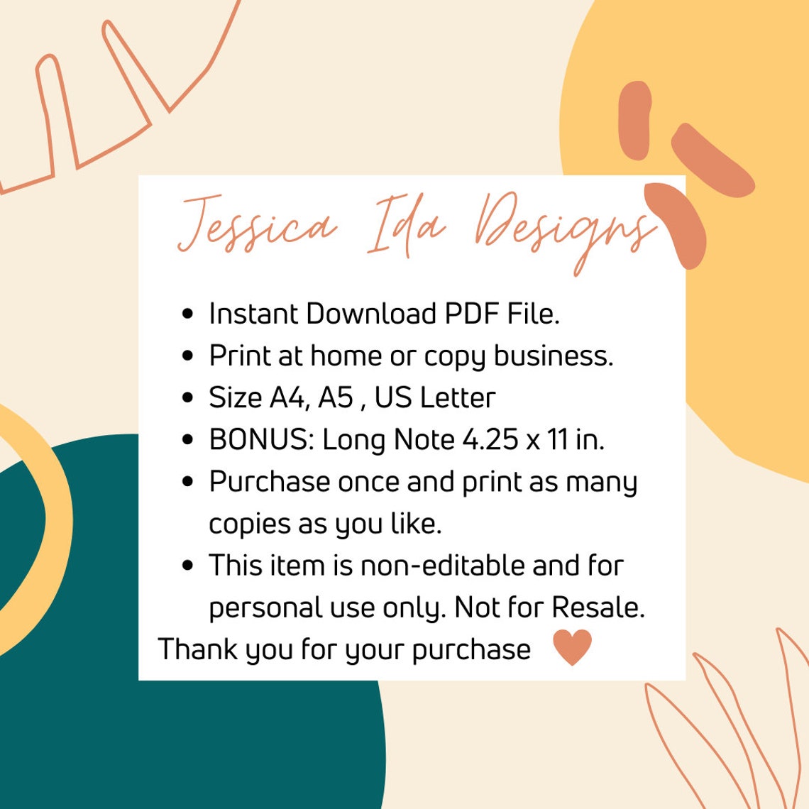 Clean Simple Floral Pink Notes-us Letter, A4, A5 and Bonus Long ...