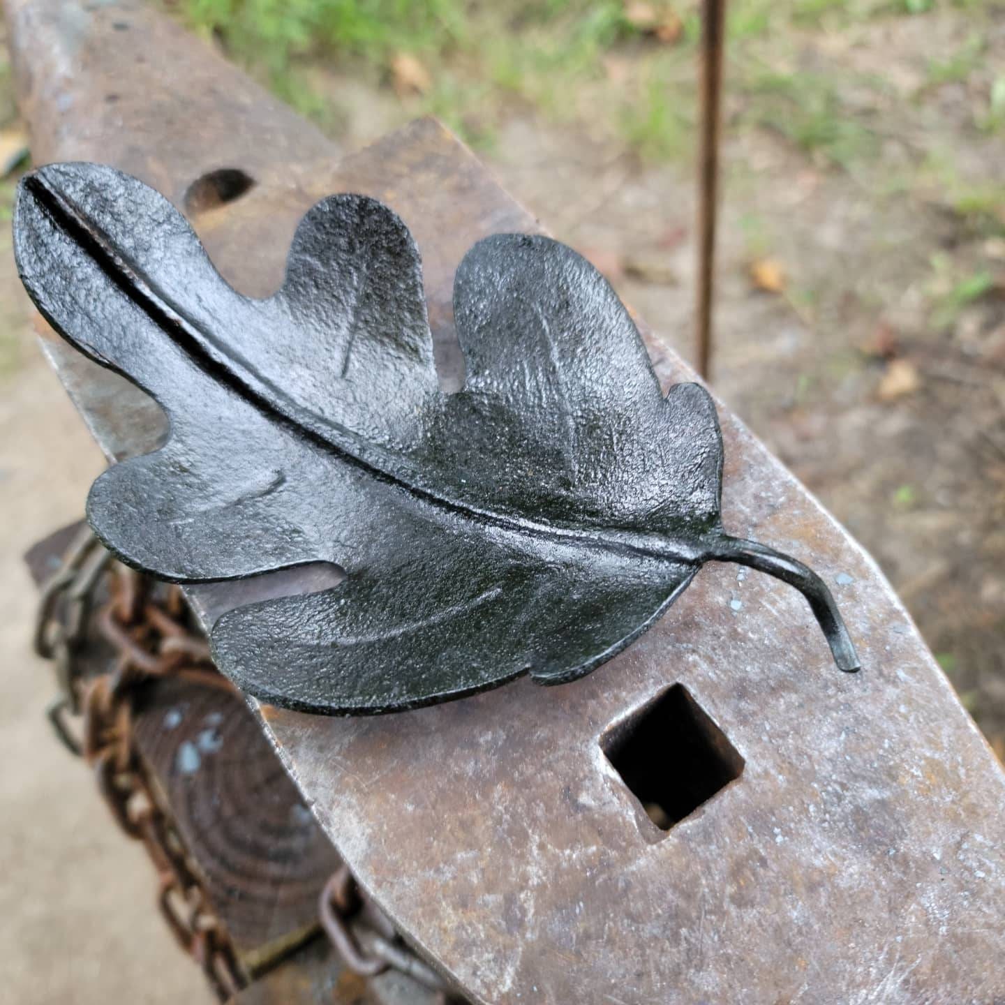 Hand Forged Oak Leaf Dish — Redbeard's Forge