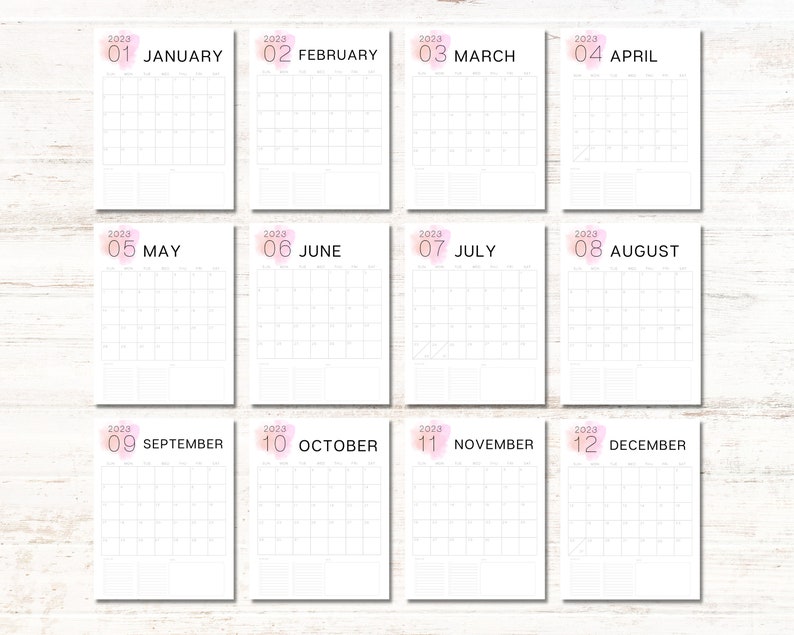 2023 Calendar Printable 8.5x11 Jan Dec Printable - Etsy