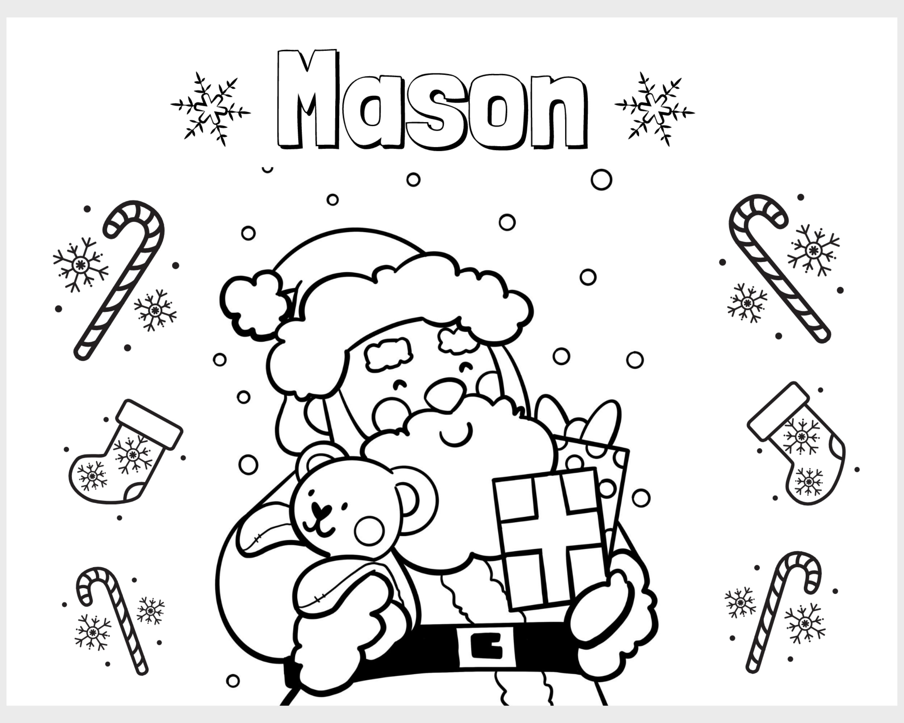 Personalized Christmas Coloring Page for Kids Customizable Coloring ...