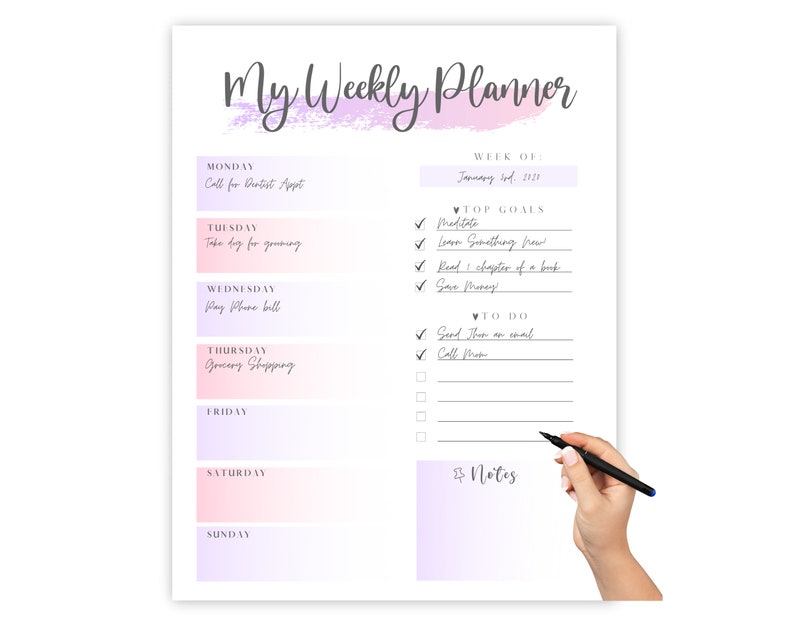 READY TO PRINT Weekly Planner Printable, Digital Teacher Planner, to Do ...