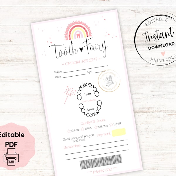 Tooth Fairy Receipt - Etsy