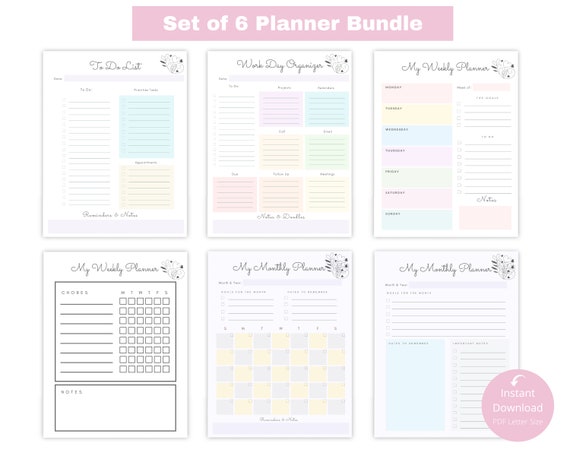 Printable Planner Bundle Printable Planner Pages of 6 READY - Etsy