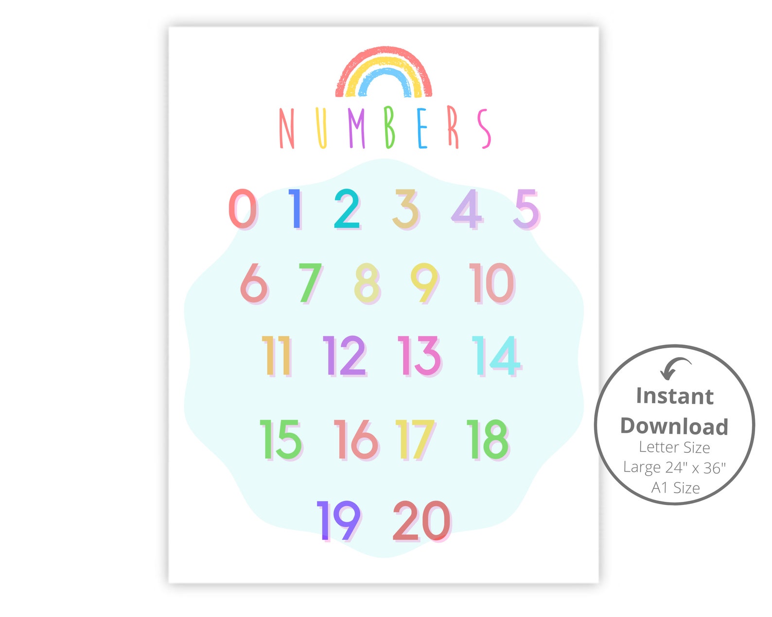 Set of 6 Rainbow Wall Art Playroom Prints Montessori Poster Bundle ...