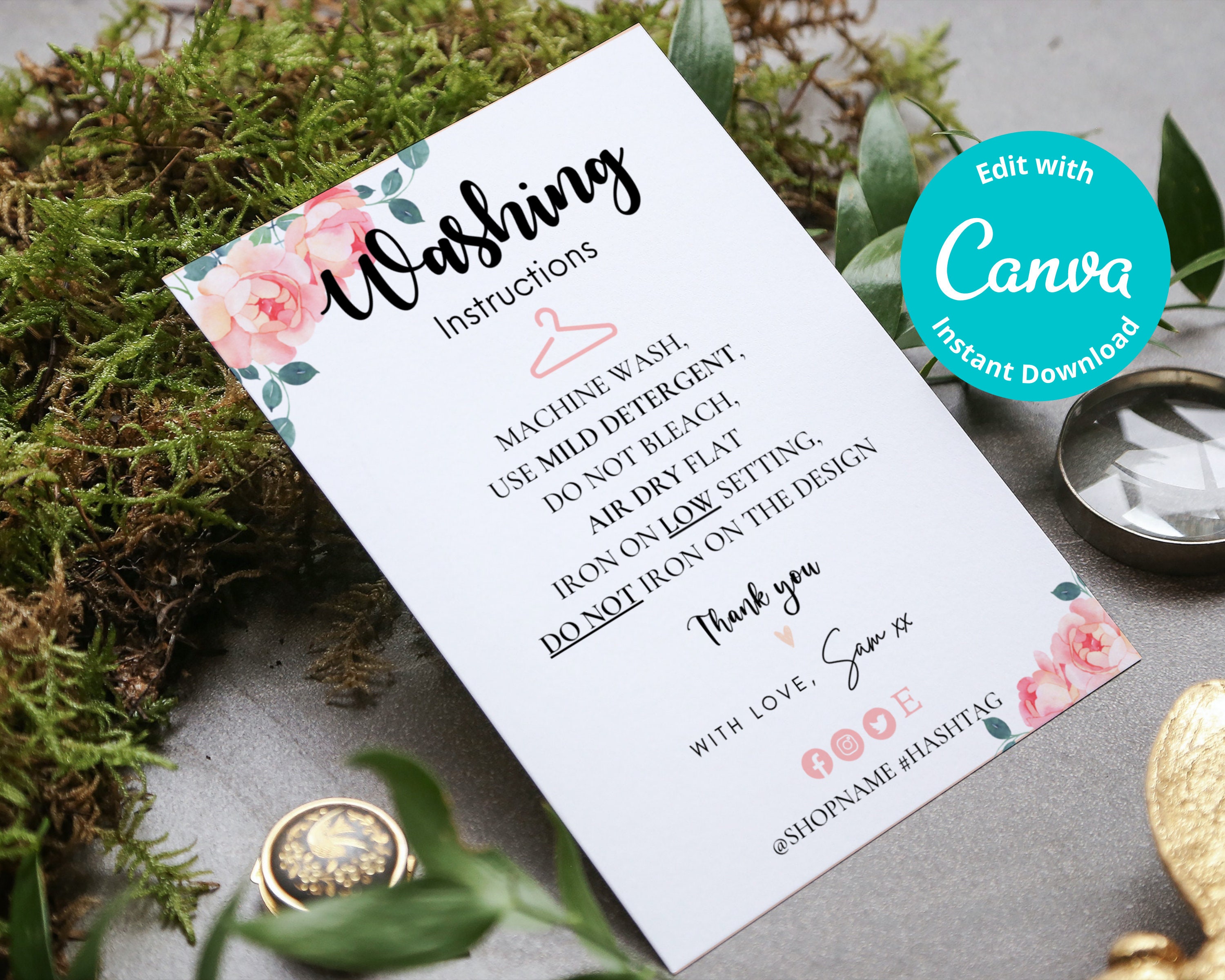 EDITABLE Washing Instructions Template CANVA Printable | Etsy