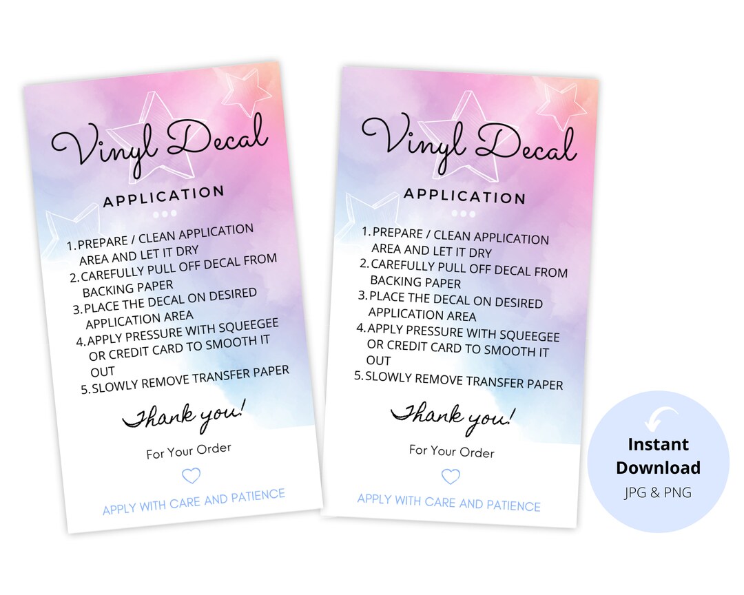 Rainbow Vinyl Decal Application Card Digital Print - Decal Application ...