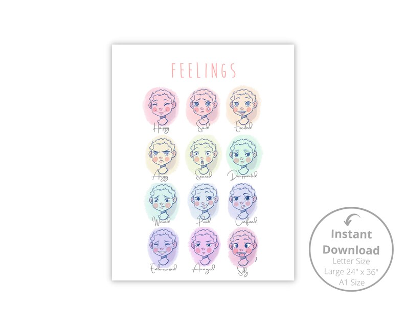 Rainbow Feelings Chart Emotions Print PRINTABLE Poster - Etsy Hong Kong