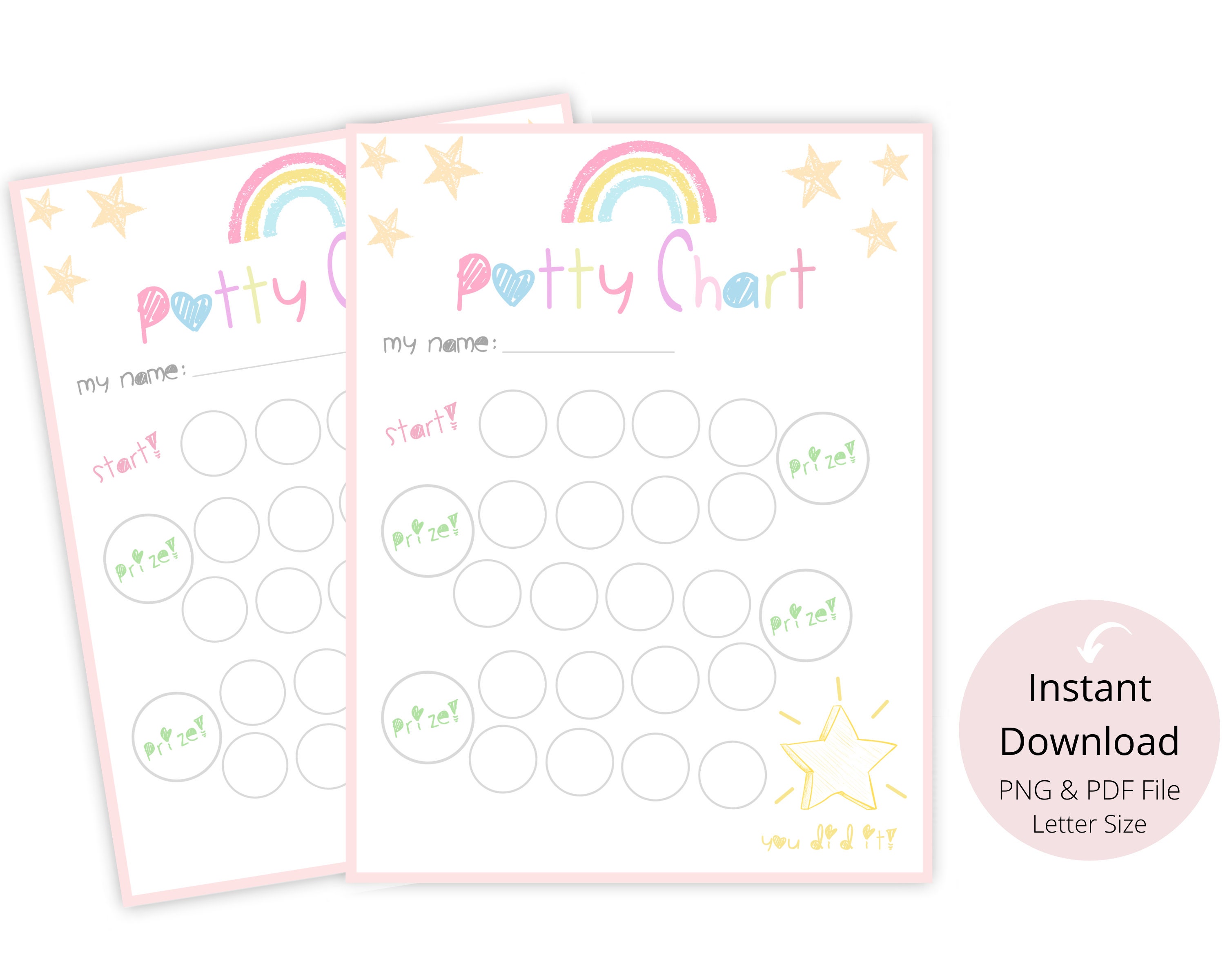 Kids Potty Training Chart Rainbow Printable INSTANT DOWNLOAD - Etsy Canada