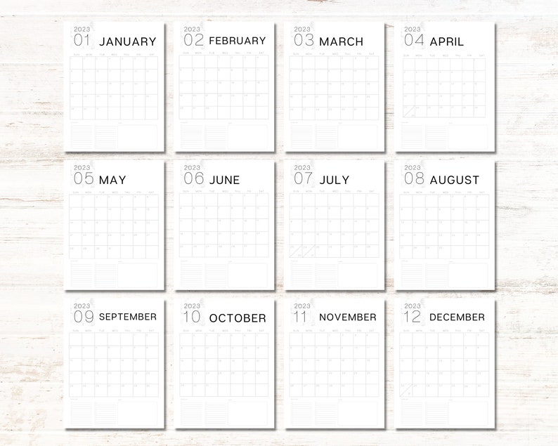 2023 Calendar Printable 8.5x11 Jan Dec Printable Download - Etsy